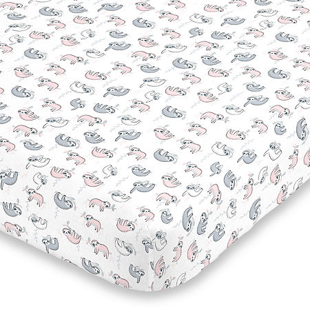 Nojo Super Soft Sloth Crib Sheet  One Size  Pink