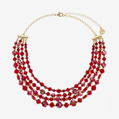 Liz Claiborne Womens 17 Inch Collar Necklace, Color: Red - JCPenney