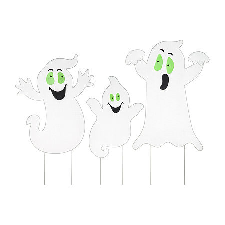 Glitzhome 40 H Halloween Metal Mesh Glow in Dark Ghost Family Yard Stake  Set of 3 - Multi