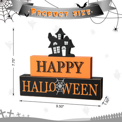 Glitzhome Wooden Haunted House Sign Halloween Tabletop Decor, Color ...