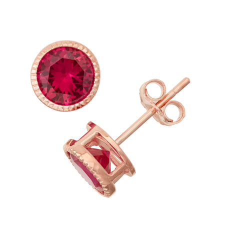 Click here for Lab-Created Ruby 14K Rose Gold Over Silver Stud Ea... prices