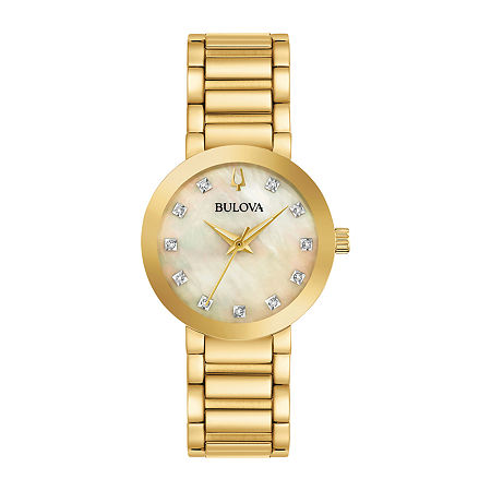 Click here for Bulova Futuro Womens Diamond Accent Gold Tone Stai... prices