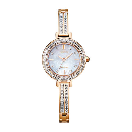 Click here for Citizen Eco-Drive Womens Pink Gold-Tone Stainless... prices