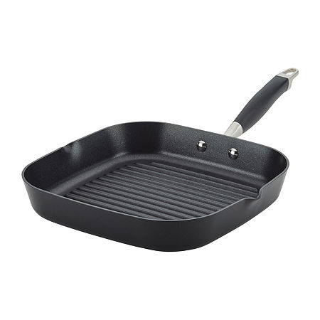 Anolon Advanced Home Hard Anodized 11 Square Grill Pan with Pour Spouts  One Size  Black