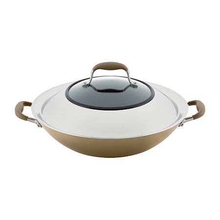 Anolon Advanced Home Hard Anodized 14 Wok with Lid  One Size  Brown