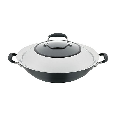 Anolon Advanced Home Hard Anodized 14 Wok with Lid  One Size  Brown