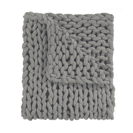 American Heritage Textiles Chenille Knitted Throw  40 x 50 - Light Gray