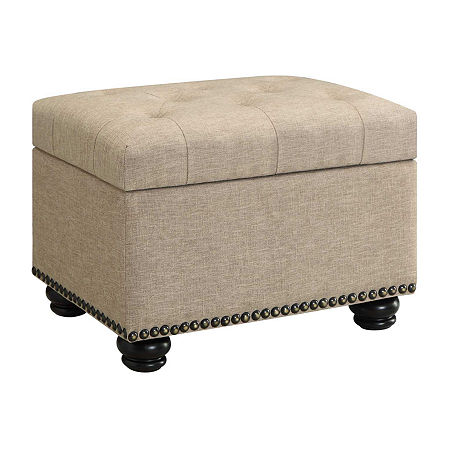 Convenience Concepts 24 Faux Linen 5th Avenue Storage Ottoman - Tan Fabric