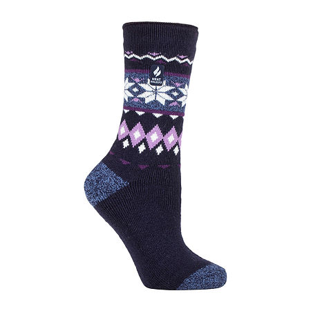 Heat Holders Womens Lite Melissa Fairisle Crew Socks - Black/Charcoal