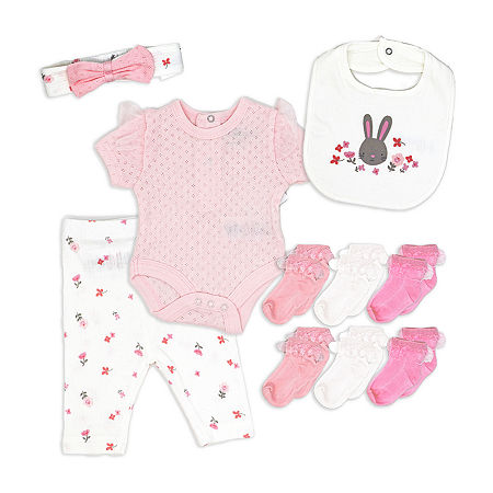 Rock A Bye Baby Boutique Baby Girls 10 Piece Layette Set  Pink Bunny - Pink