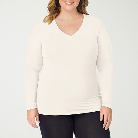 Click here for Cuddl Duds Womens Softwear-Plus V Neck Long Sleeve... prices