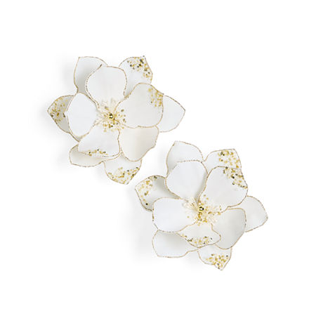 Click here for North Pole Trading Co. White Floral Clip Set 2-pc.... prices