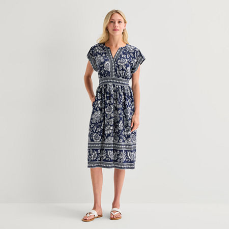 Click here for 5th + Madison Edit Womens Petite Midi V Neck Sleev... prices