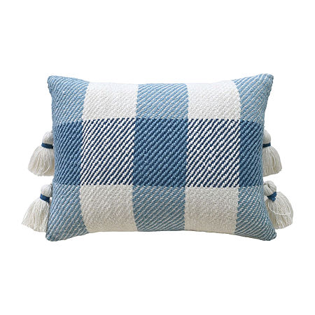 Closeout! Vibhsa Linden Street Handloom Woven Textured Plaid Decorative Pillow  14 x 20 - Multi Color