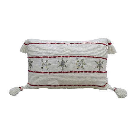 Vibhsa Christmas Decorative Pillow  14 x 24 - Ivory  Red