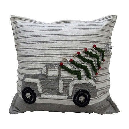 Vibhsa Holiday Car Decorative Pillow  20 x 20 - Ivory  Gray