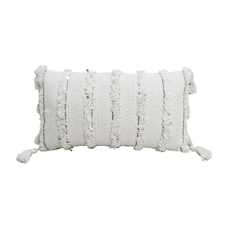 Vibhsa Sparkles Christmas Decorative Pillow  14 x 24 - Ivory