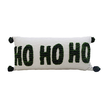 Vibhsa HoHoHo Christmas Decorative Pillow  14 x 32 - Ivory  Green