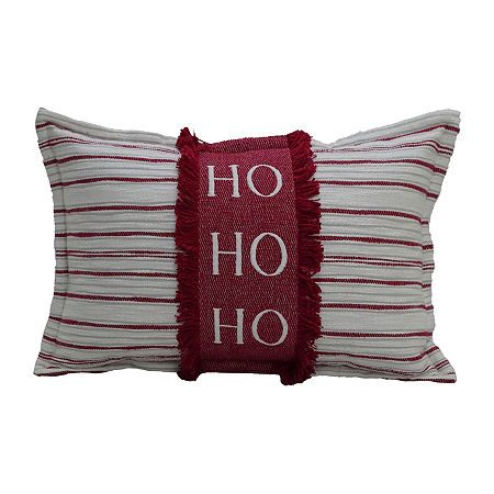 Vibhsa Hohoho Christmas Decorative Pillow  14 x 24 - Red  Ivory