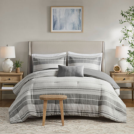 Madison Park Rhodes Stripe 4-Pc. Comforter Set  King/California King - Grey/Multi