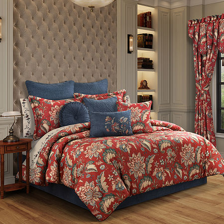 J Queen New York Enchanted Garden 4-Pc. Comforter Set  California King - Red