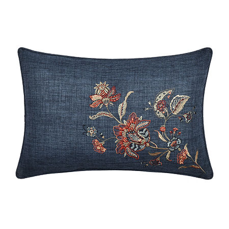 J Queen New York Enchanted Garden Boudoir Decorative Pillow  14 x 21 - Indigo
