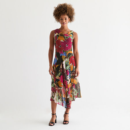 Click here for Robbie Bee Womens Sleeveless Floral Midi Fit + Fla... prices