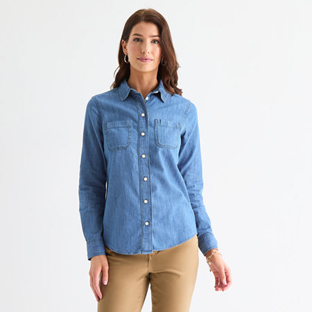 Click here for St. Johns Bay Womens Long Sleeve Cuffed Sleeve Reg... prices