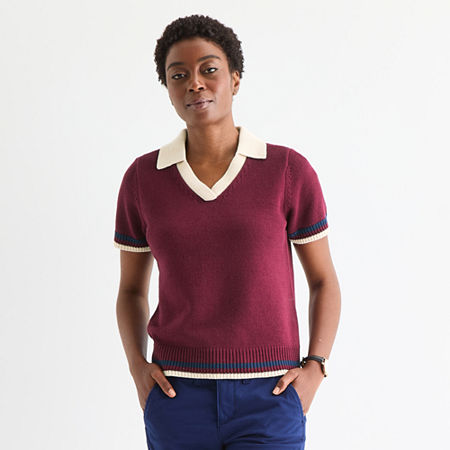 Click here for St. Johns Bay Womens V Neck Short Sleeve Pullover... prices