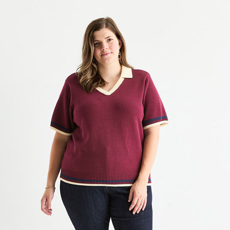 Click here for St. Johns Bay Plus Womens V Neck Short Sleeve Pull... prices