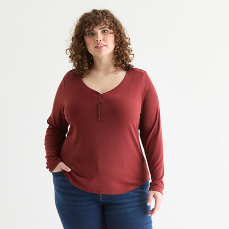 Click here for a.n.a Plus Womens Henley Neck Long Sleeve Henley S... prices