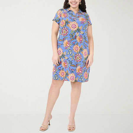 Click here for MSK Womens Plus Short Sleeve Floral Shift Dress  2... prices