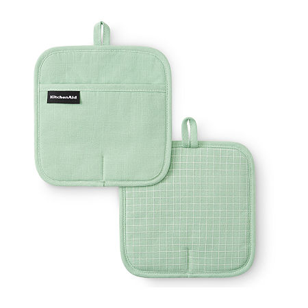 KitchenAid Gourmet Series Gridlines Pot Holder Set  Pack of 2 - Pistachio Green