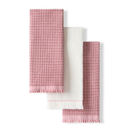 KitchenAid Gourmet Series Gridlines Kitchen Towels Set of 3  18 x 28 - Dried Rose