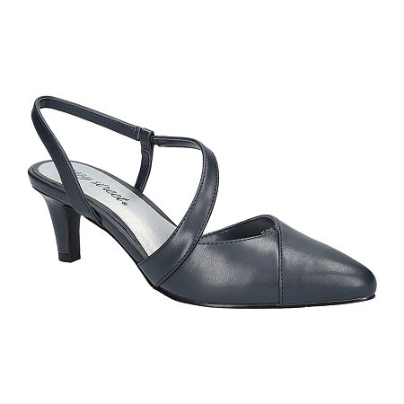 Easy Street Womens Emerald Slingback Pumps - Navy