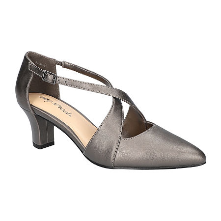 Easy Street Womens Elegance Cross Strap Front Pumps - Pewter