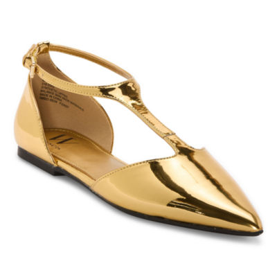 Worthington Womens Kendie Pointed Closed Toe Ballet Flats, Color: Gold ...