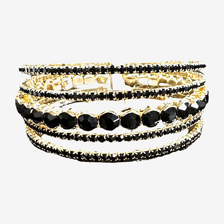 Click here for Bijoux Bar 5 Layer Womens Black Crystal Cuff Brace... prices
