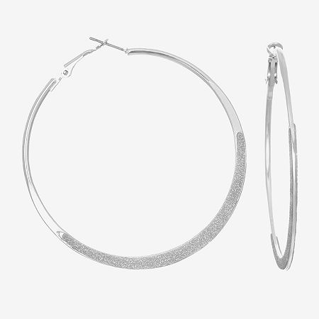 Click here for Bijoux Bar Silver Tone Womens 65mm Round Hoop Earr... prices