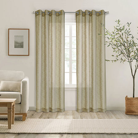 Click here for Boucle Grommet Top Sheer Single Curtain Panel  One... prices