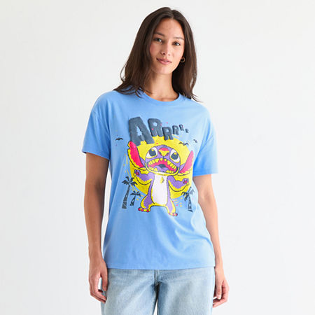 Click here for Stitch Scary Boyfriend Womens Juniors Crew Neck Sh... prices