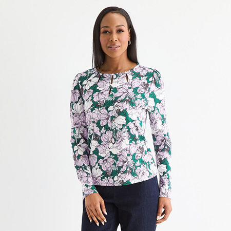 Click here for Liz Claiborne Womens Keyhole Neck Long Sleeve Blou... prices
