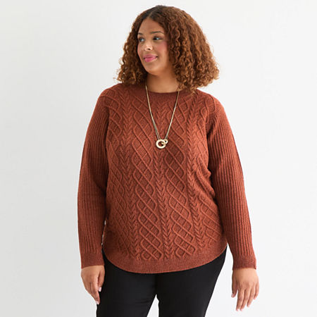 Click here for St. Johns Bay Plus Womens Crew Neck Long Sleeve Pu... prices