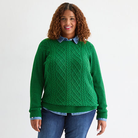 Click here for St. Johns Bay Plus Womens Crew Neck Long Sleeve Pu... prices
