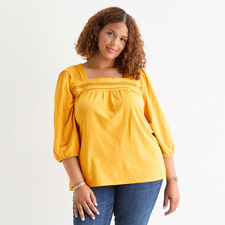 Click here for St. Johns Bay Womens Square Neck 3/4 Sleeve Blouse... prices