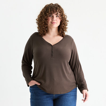 Click here for a.n.a Plus Womens Henley Neck Long Sleeve Henley S... prices