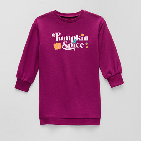 Okie Dokie Toddler & Little Girls Long Sleeve Cuffed Sleeve Sweatshirt Dress  3t  Purple