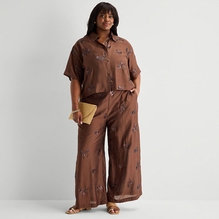 Click here for Worthington Womens Plus Wide Leg High Rise Pull-On... prices