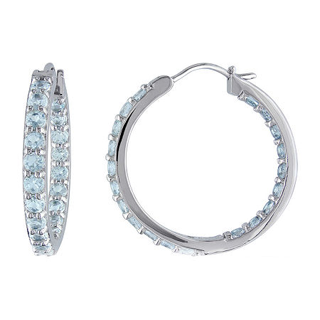 Click here for Genuine Aquamarine Sterling Silver Inside-Out Hoop... prices