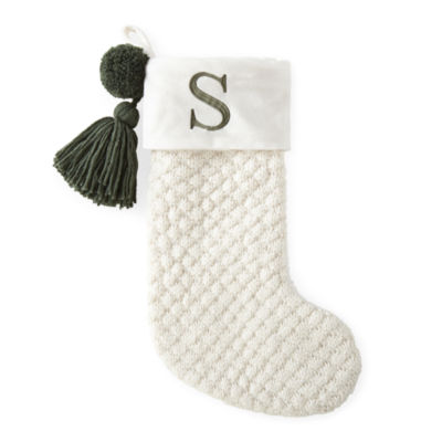 North Pole Trading Co. Ivory Knit Monogram Christmas Stocking, Color ...